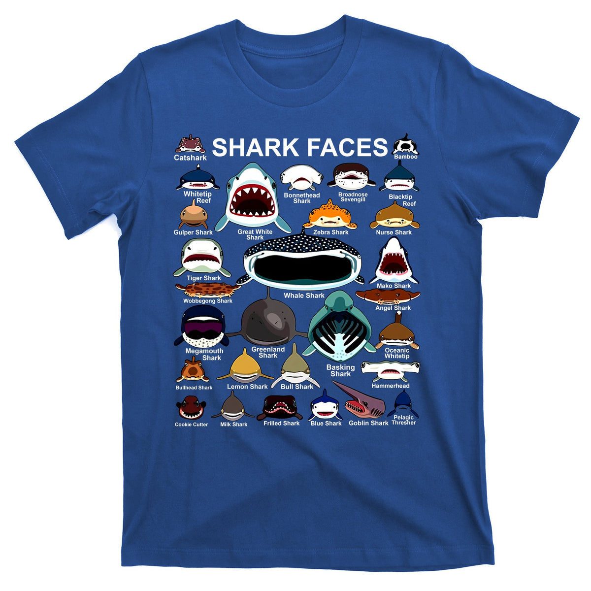 Shark Faces Of All Kinds T-Shirt – TeeshirtCentury - Funny Gift Stores